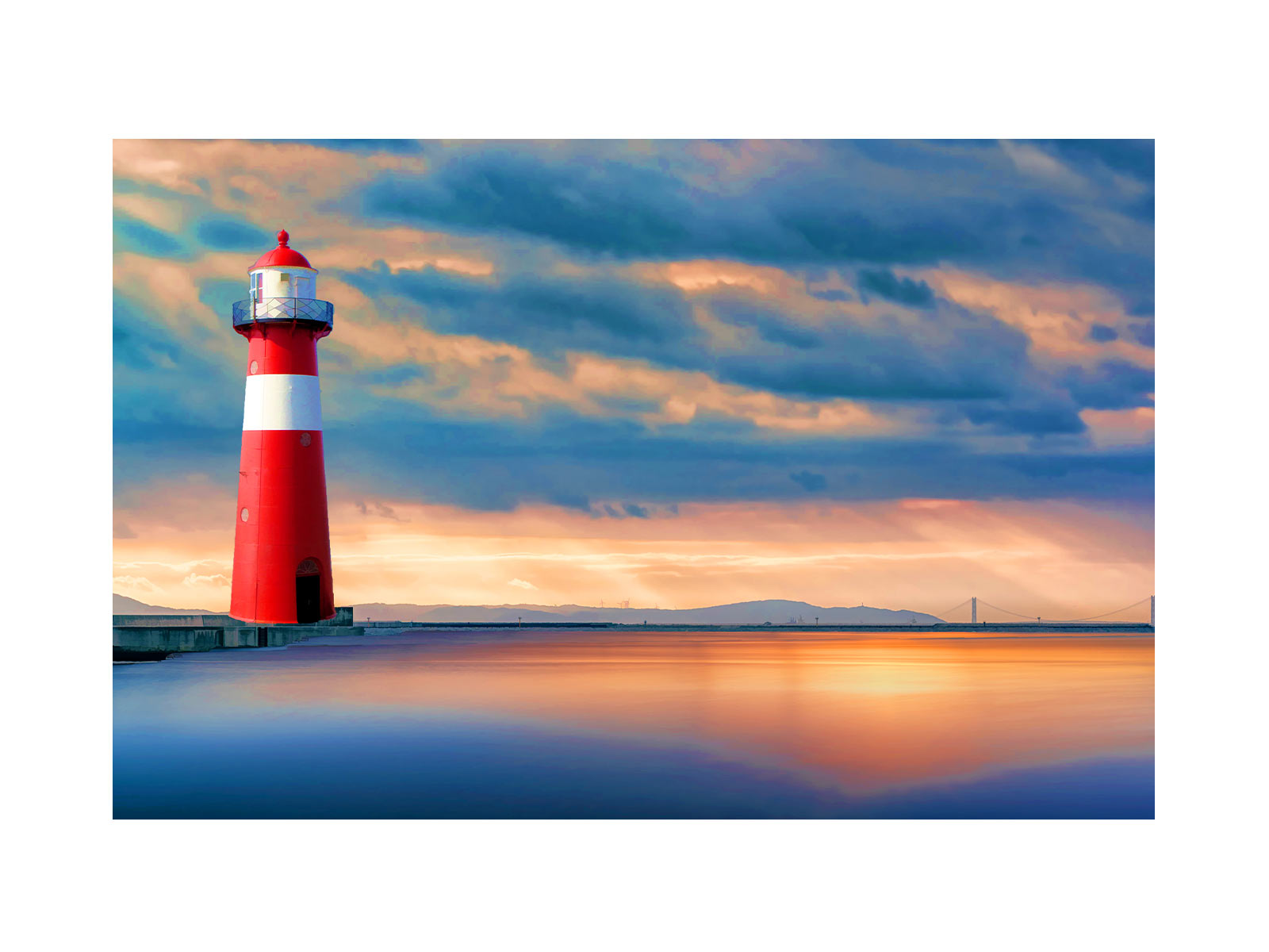 Lighthouse Sunset Painting Art Print. – Canvas Direct