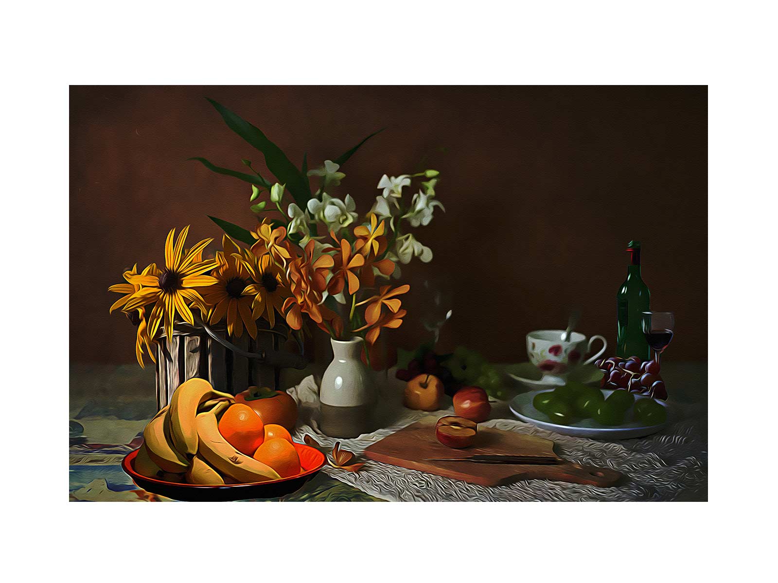 Yellow Flower Still Life Painting Art Print. | Canvas Direct