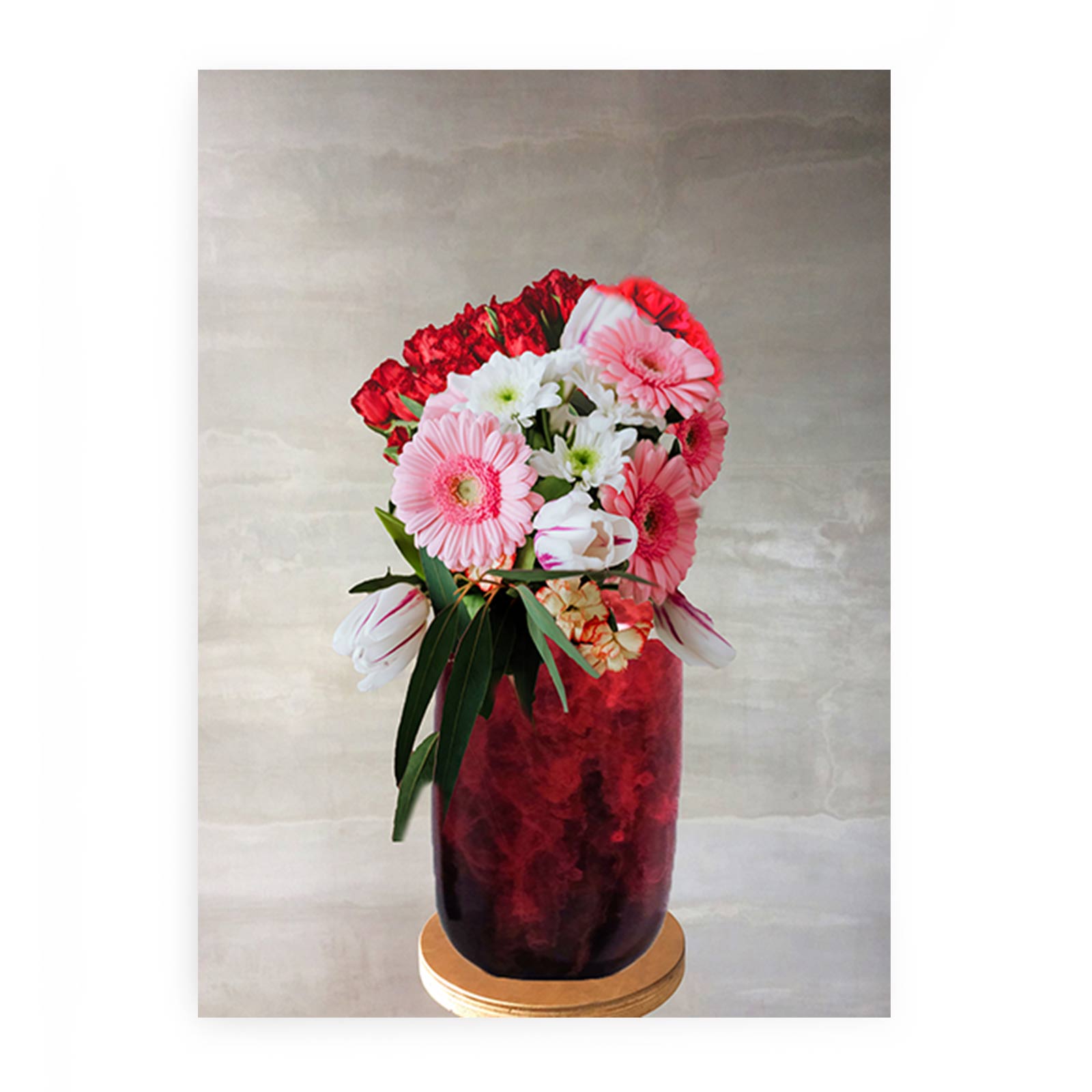 Red Flower Vase Painting Art Print. | Canvas Direct