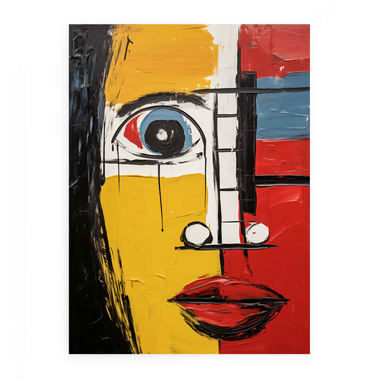 Modern Blue Red Face Art Painting | Canvas Direct