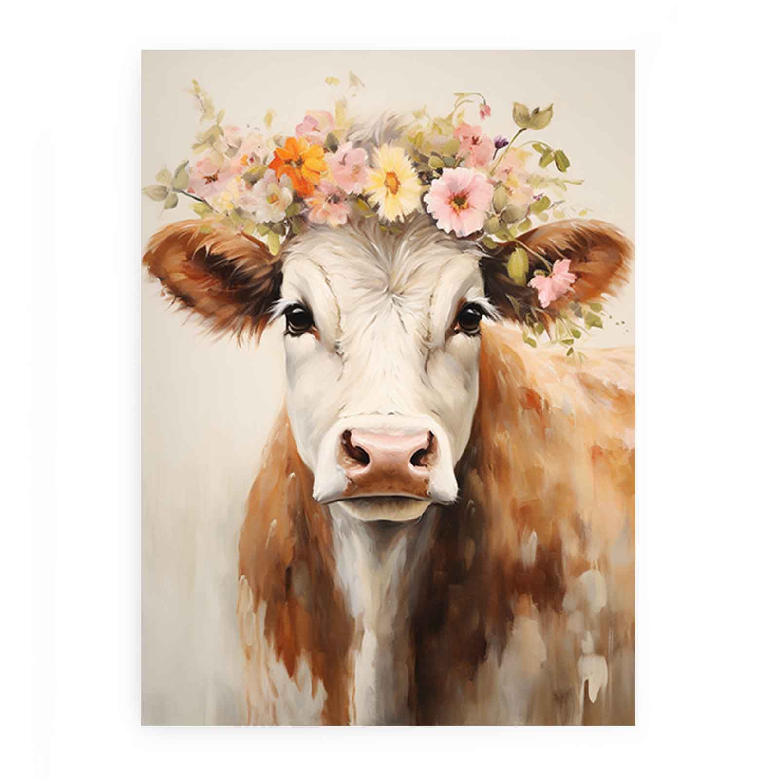Modern Art Painting Brown Cow | Canvas Direct