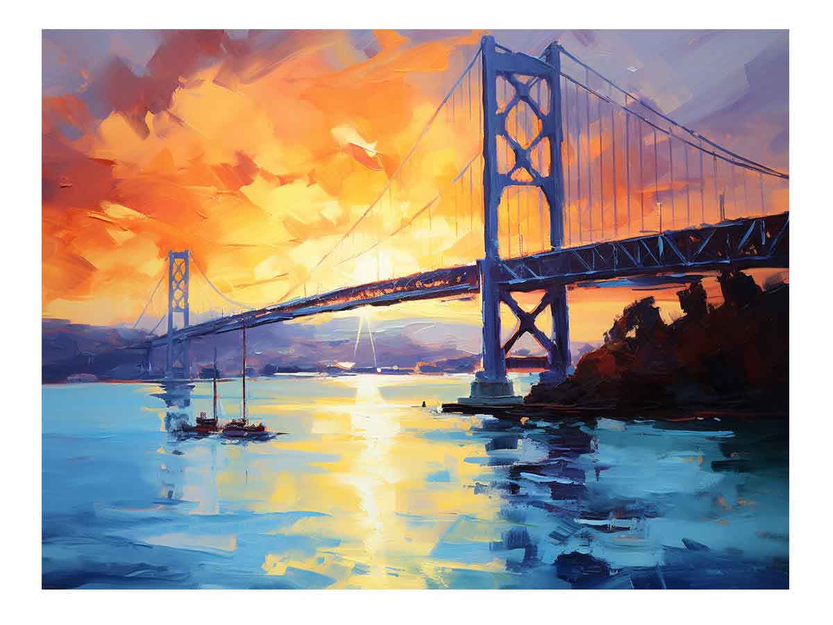 Modern Bridge Tower Art Painting – Canvas Direct