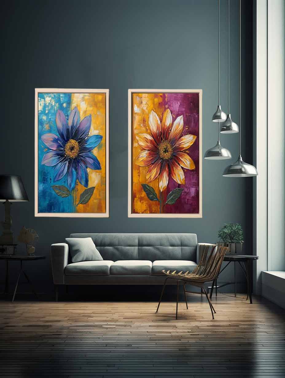 Flower Painting Set of 2. Art Print Set | Canvas Direct